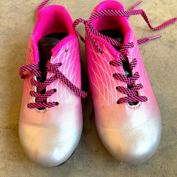 Shoes | Little Girls Soccer Cleats Size 11 Hot Pink Silver Worn Five ...